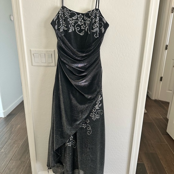 Jump | Dresses | Jump Asymmetrical Black And Silver Embellished Gown ...